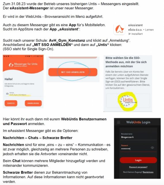 Der eAssistent-Messenger – unser neuer Schul-Messenger – Alexander-von-Humboldt-Gymnasium, Konstanz